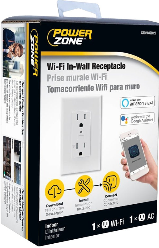 PowerZone ORWFIRC01 Wi-Fi Controlled Receptacle, 1-Pole, 125 V, Ground – SupremeDIY