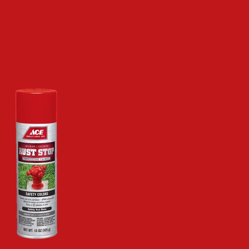 Ace Rust Stop Gloss Safety Red Protective Enamel Spray Paint 15 oz, Pa ...