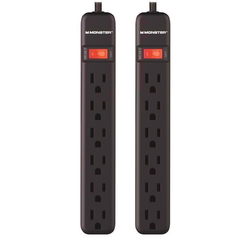 Monster Just Power It Up 2 ft. L 6 outlets Surge Protector Black 400 J ...