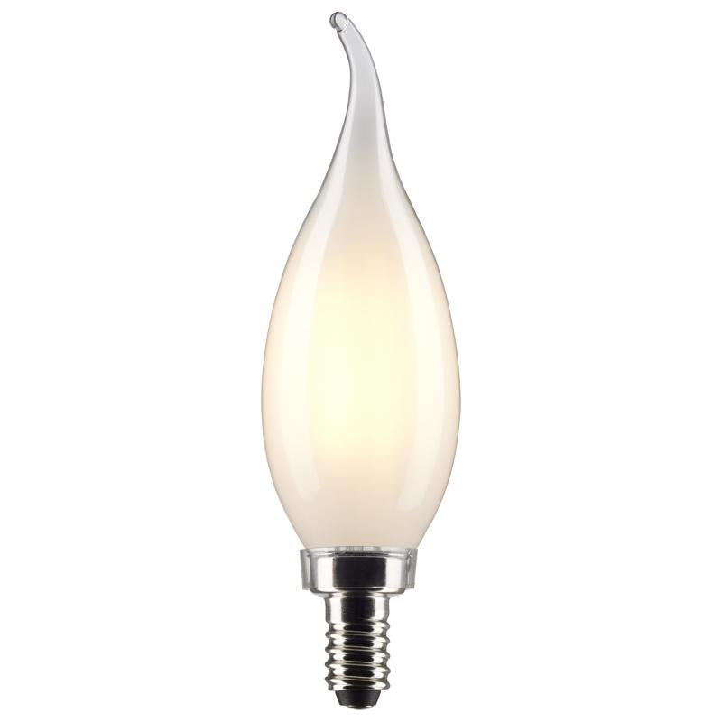 Satco CA10 (Flame Tip) E12 (Candelabra) Filament LED Bulb Soft White 4 ...