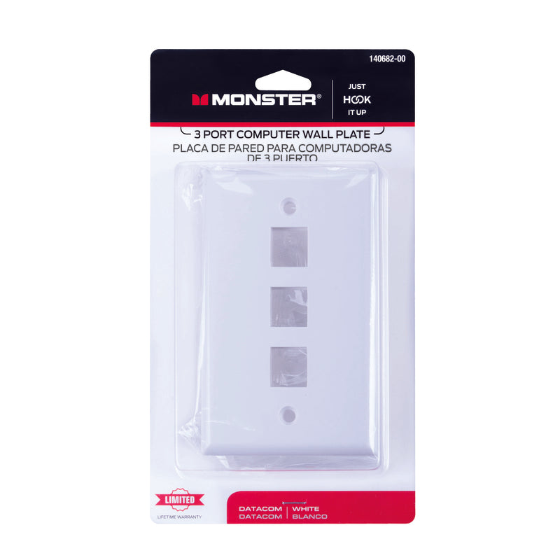 Monster Just Hook It Up White 3 gang Plastic Keystone Wall Plate 1 pk ...