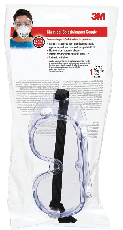 3M 91252-80024 Chemical Splash Goggles, Impact Lens, Polycarbonate Len ...