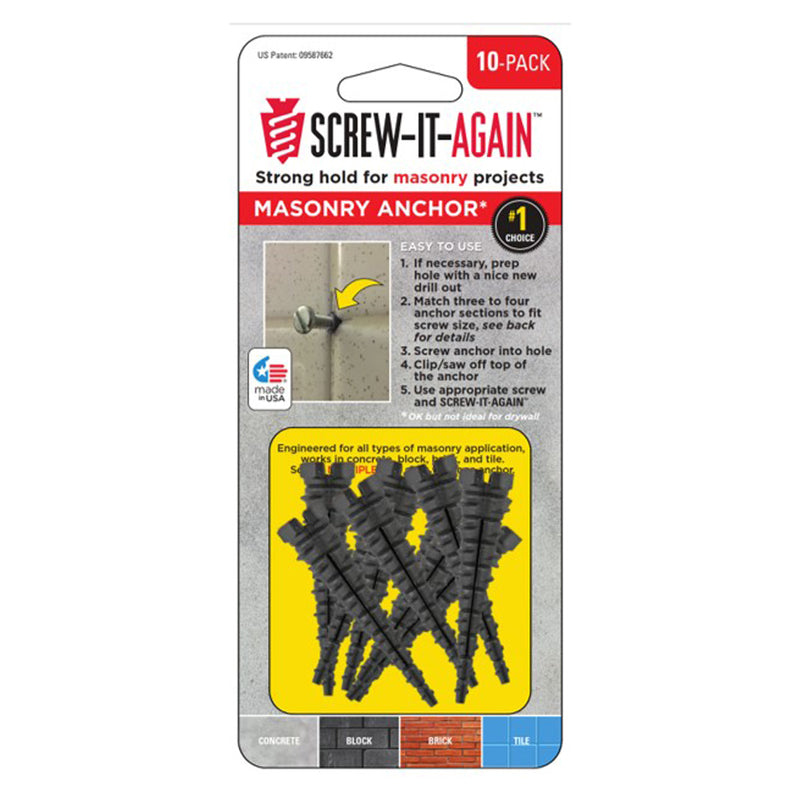 SCREW-IT-AGAIN 1/4 in. D X 2 in. L Polypropylene Hex Head Masonry Anch ...