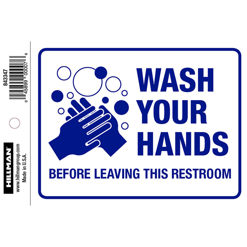 HILLMAN English White Restroom Decal 4 in. H X 6 in. W, Pack of 6 ...