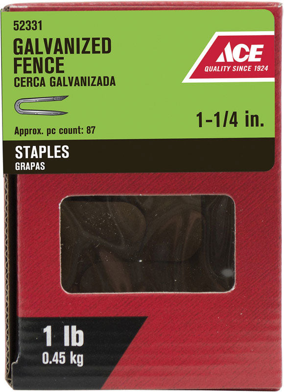 Ace 0.25 in. W X 1-1/4 in. L Galvanized Steel Fence Staples 1 lb ...