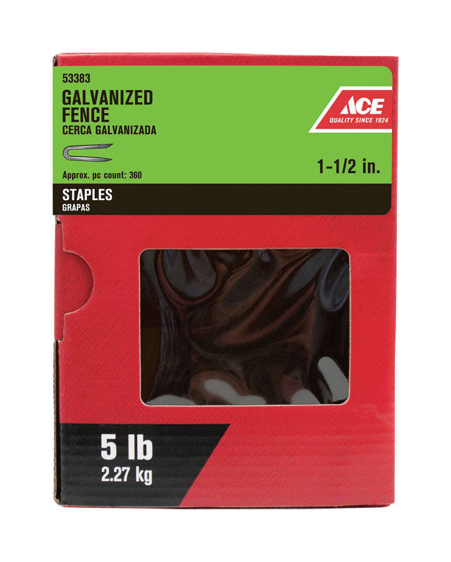 Ace 0.25 in. W X 1-1/2 in. L Galvanized Steel Fence Staples 5 lb ...
