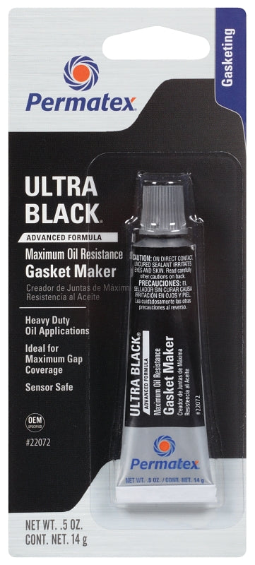 Permatex Ultra Black 22072 Gasket Maker, 0.5 oz Tube, Paste, Mild ...