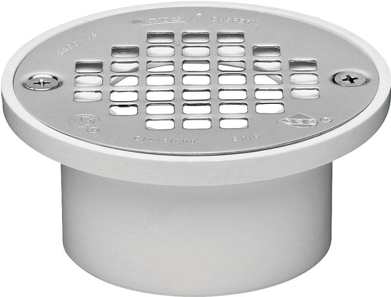 Oatey 43579 Floor Drain, 3 x 2 in, White, 4.3 in OD, Solvent Weld, PVC ...