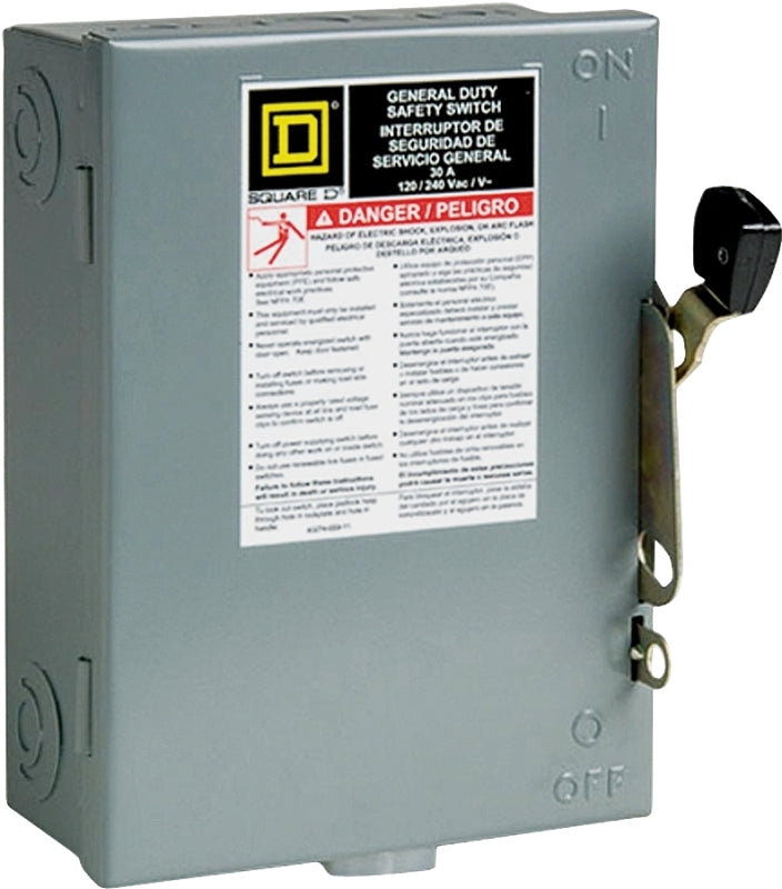 Square D D211NCP Safety Switch, 2 -Pole, 30 A, 120/240 V, DPST, Lug Te ...
