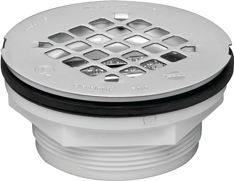 Oatey 42099 Shower Drain, PVC, White, Specifications: Snap-In Cover De ...