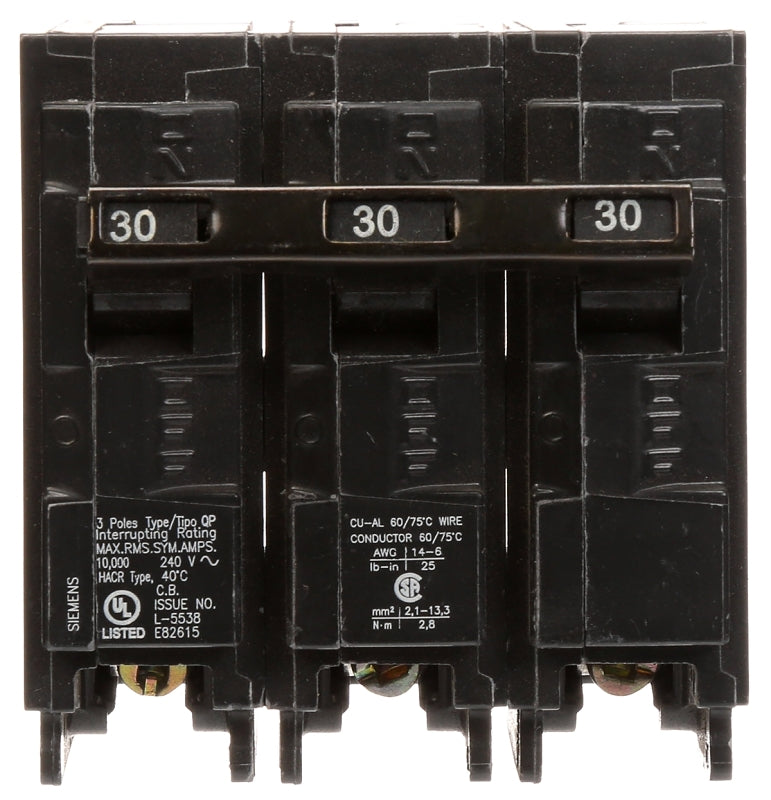 Siemens Q330 Circuit Breaker, Low Voltage, Mini, Standard, 30 A, 3 -Po ...