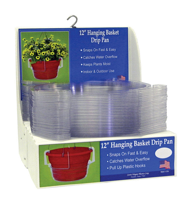 Curtis Wagner Plastics Plastic Hanging Basket Drip Pan Clear, Pack of ...