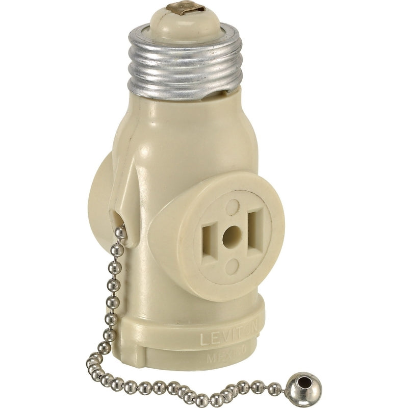 Leviton 008-01406-00I Lamp Holder Adapter, 660 W, 2-Outlet, Ivory ...