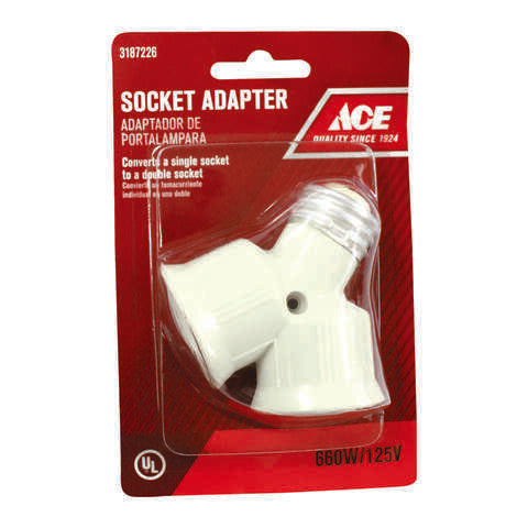Ace Plastic Medium Base Twin Light Socket Adapter 1 pk – SupremeDIY